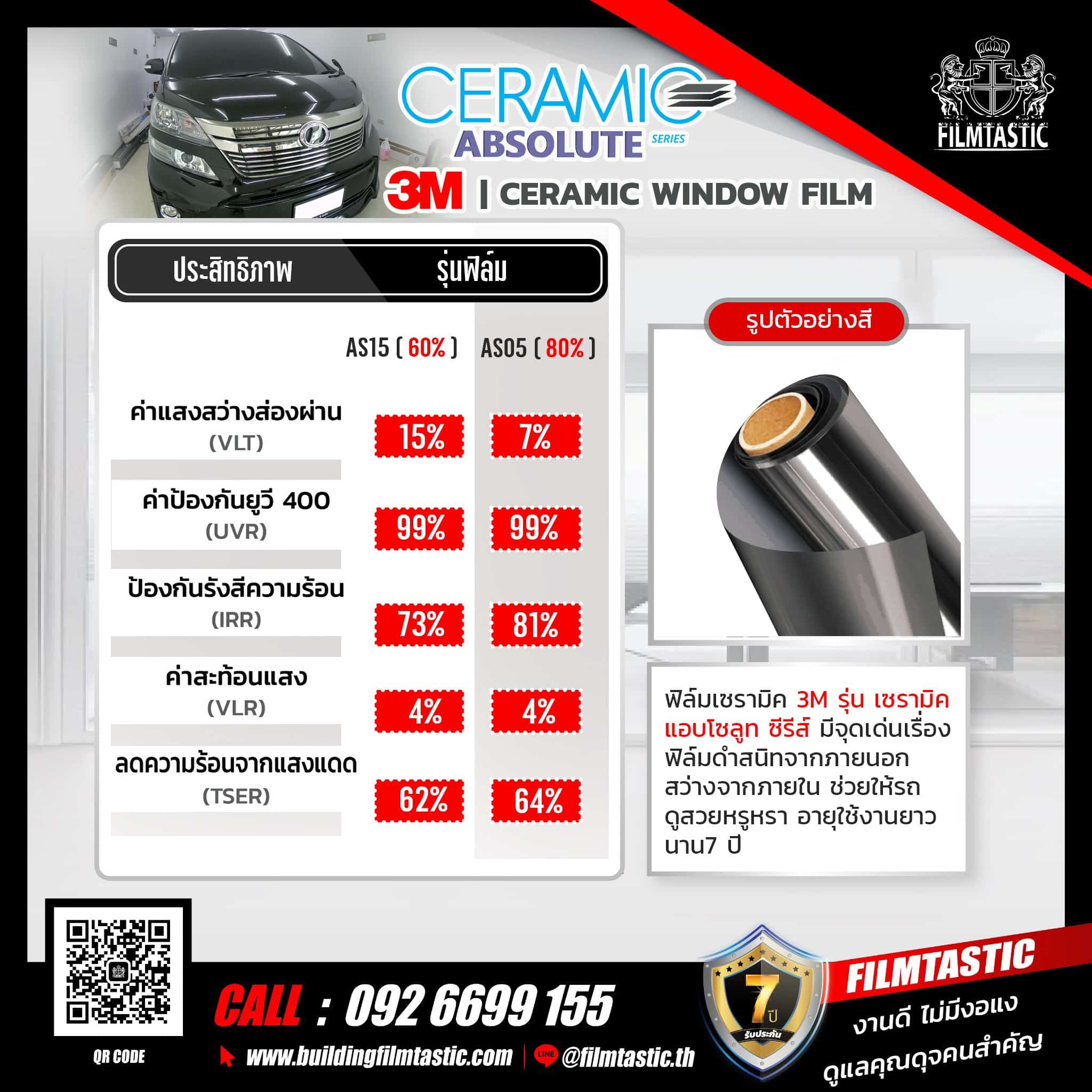 รับติดฟิล์ม3M Ceramic Absolute ลด 50% (ราคาถูก) -FILMTASTIC