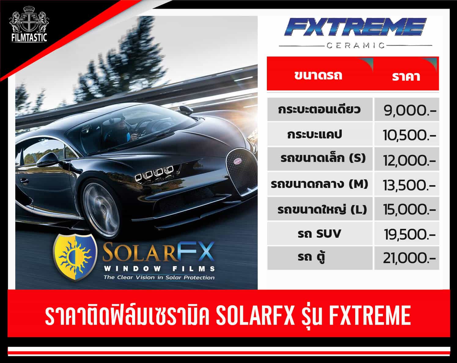 แนะนำติดฟิล์มรถยนต์ SolarFX ติดรุ่นไหนดี? (ให้คุ้มค่าที่สุด)