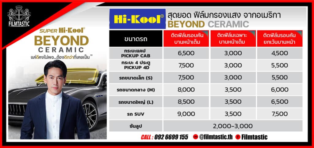 ติดฟิล์ม Hi Kool Beyond Ceramic รุ่น Top ดีสุด | FILMTASTIC